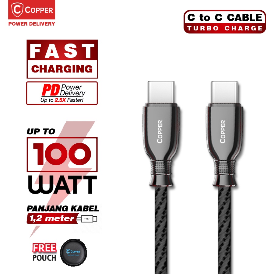 Jual COPPER Kabel Data Power Delivery Type C to Type C Fast Charging ...