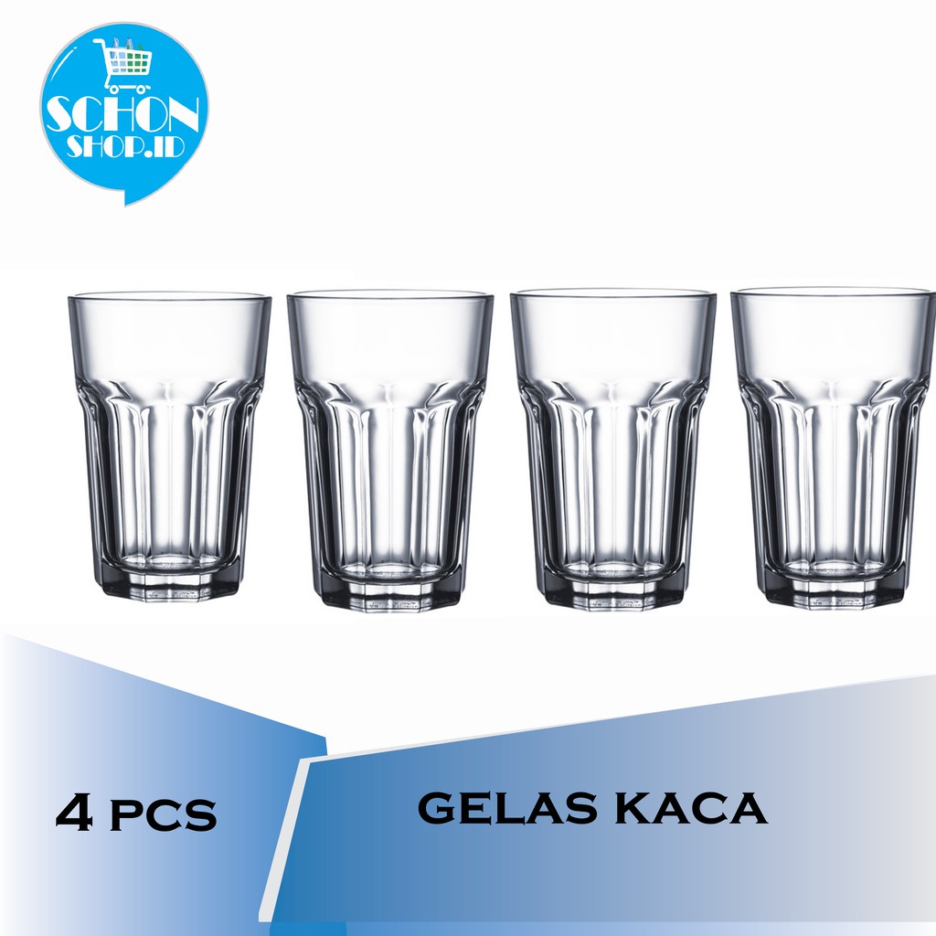 Jual Gelas Kaca Bening Gelas Coffee Gelas Minum Kaca Bening 4SET ...