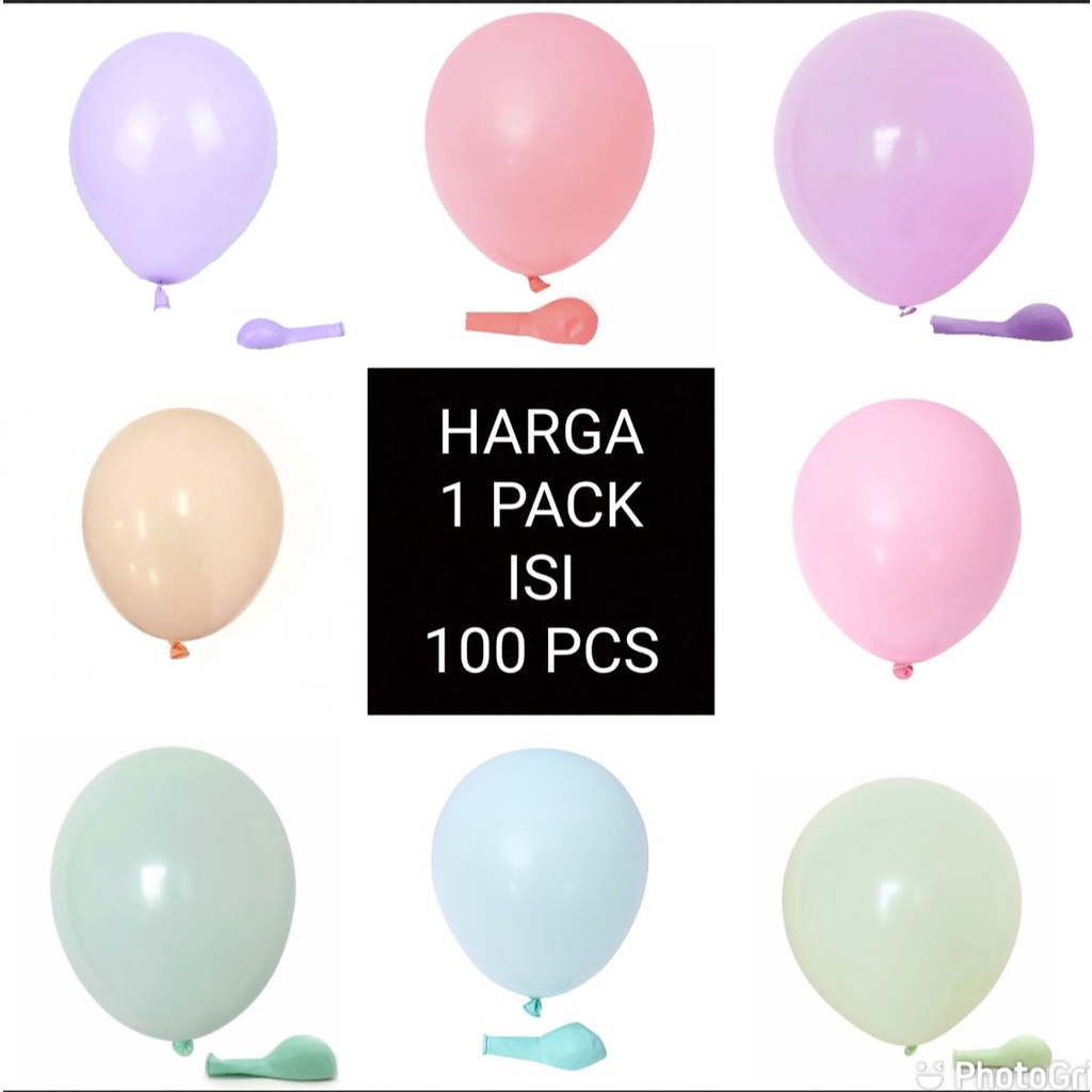 Jual (1 PACK / 100 PCS) BALON LATEX MACARON / PASTEL ukuran 12 INCHI ...