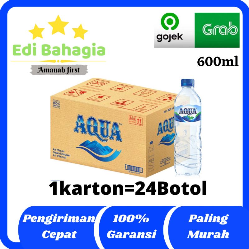 Jual AIR MINERAL AQUA BOTOL 600 ML 1 DUS | Shopee Indonesia