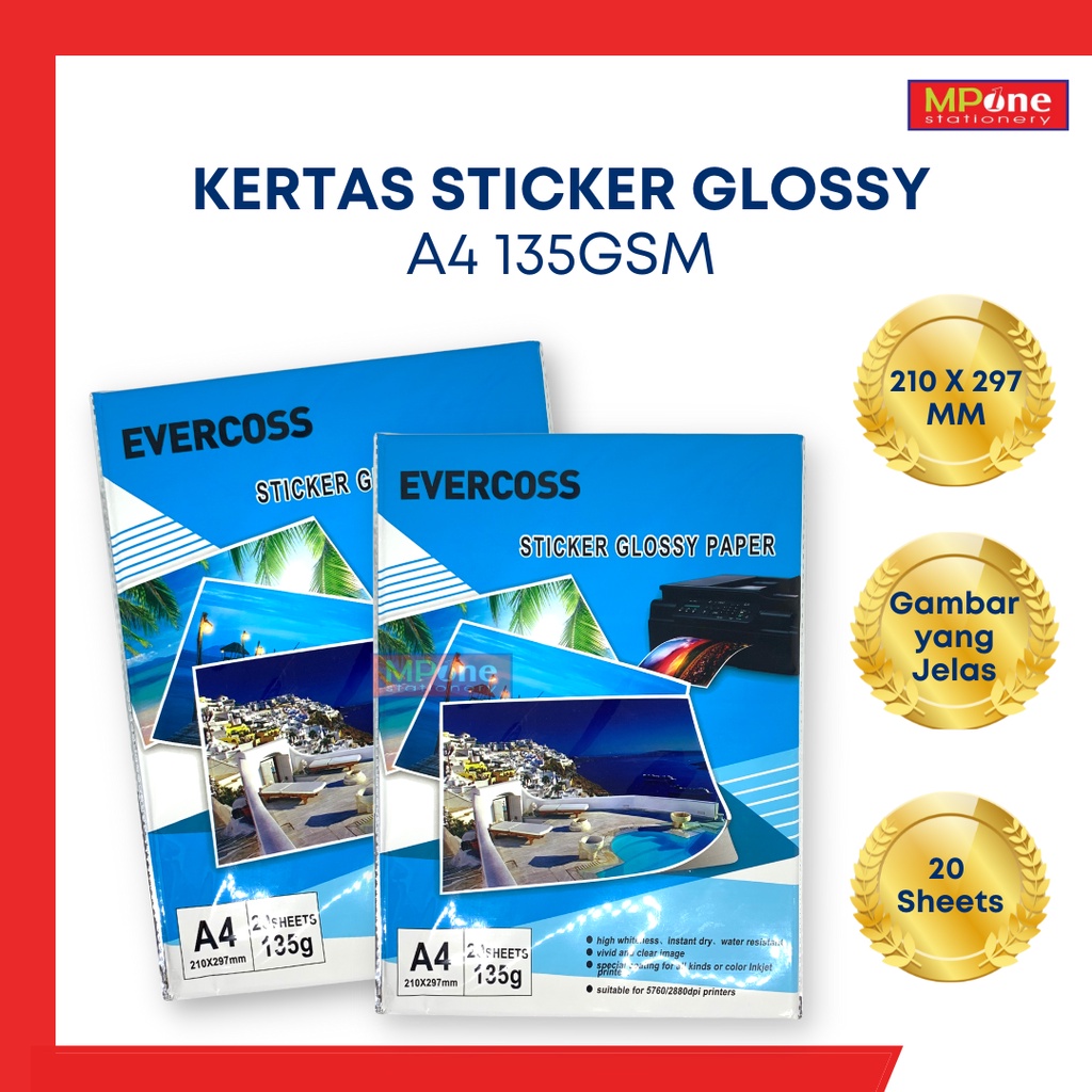 Jual Kertas Sticker Glossy Evercoss / Evercoss Kertas Sticker A4-135GSM ...
