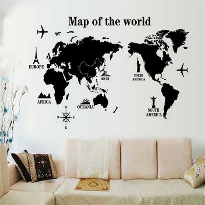 Jual Wallpaper Dinding Hiasan Ruang Tamu Kamar Peta Dunia World Map ...