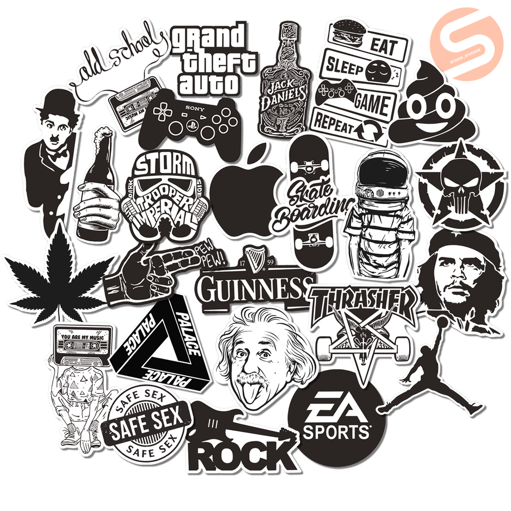 Jual Stiker Pack (25 Pcs) Stiker Hitam Putih Stiker Balck & White ...