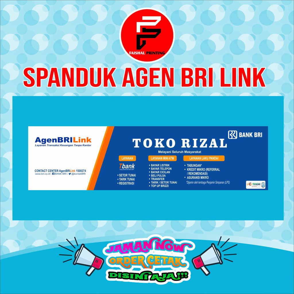 Jual spanduk / banner toko warung agen pembayaran brilink ukuran 3 x 1 ...