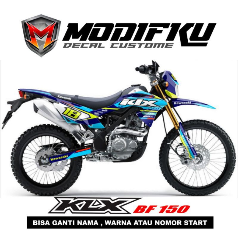 Jual sticker decal KLX 150 full body motif grafis biru tua biru muda ...