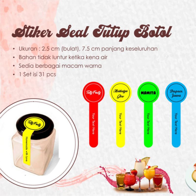 Jual [80 pcs] Stiker label tutup botol Cromo / Seal Botol minum ...