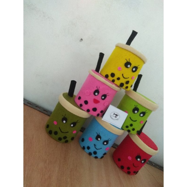 Jual kerajinan tangan celengan dari kain flanel bentuk boba celengan ...