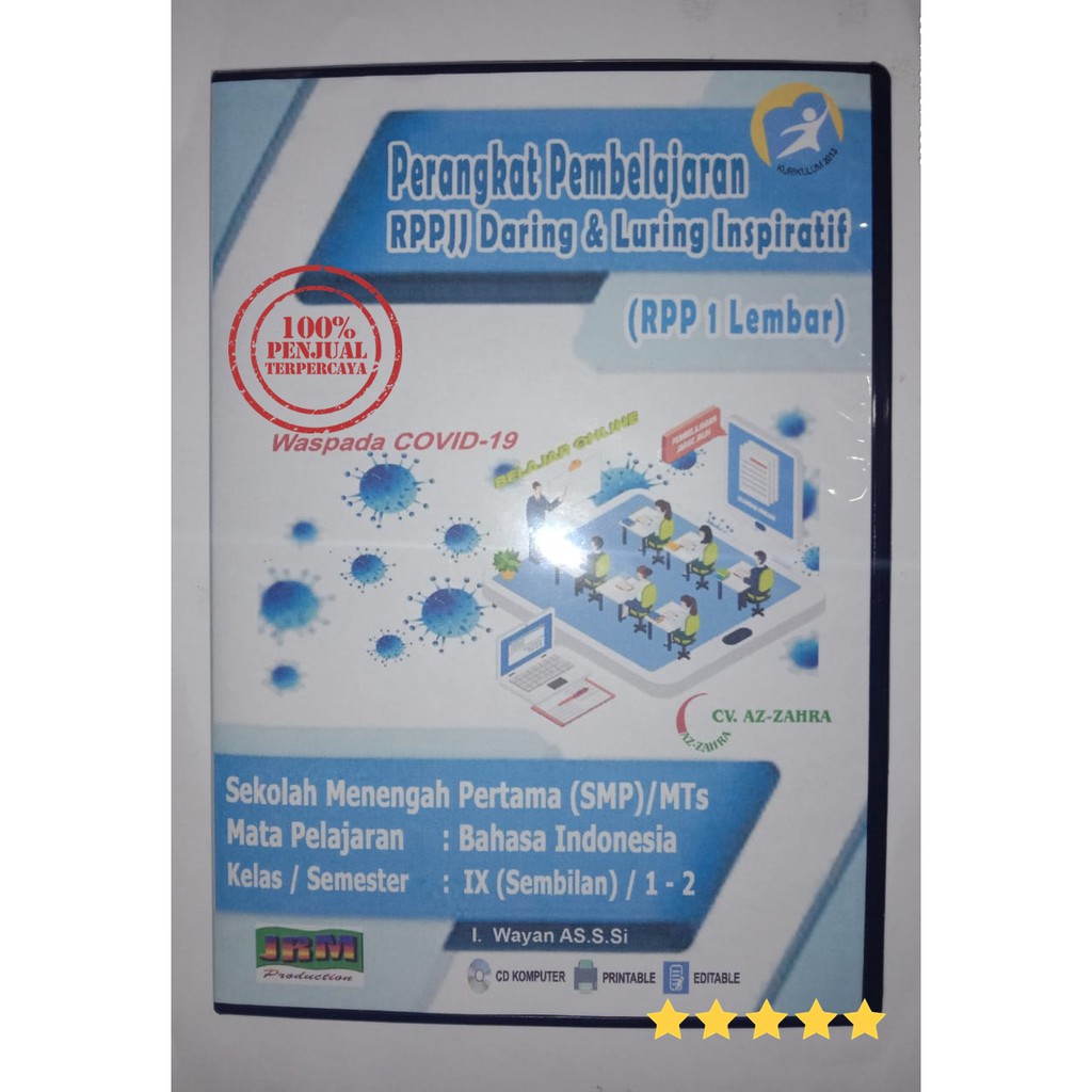 Jual CD RPP DARING PJJ dan Tatap Muka 1 Lembar SMP MTs Kelas 9 - IX ...