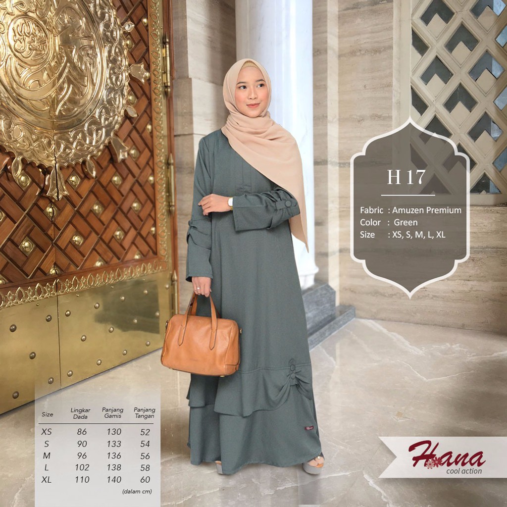 Jual GAMIS MUSLIMAH HANA H 17 GREEN | Shopee Indonesia