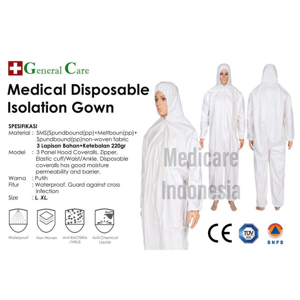 Jual Medical disposable isolation gown / Hazmat / Baju APD General Care ...