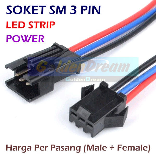Jual 3P Soket Terminal Kabel Jantan Betina Konektor 3 Pin SM Socket EL ...