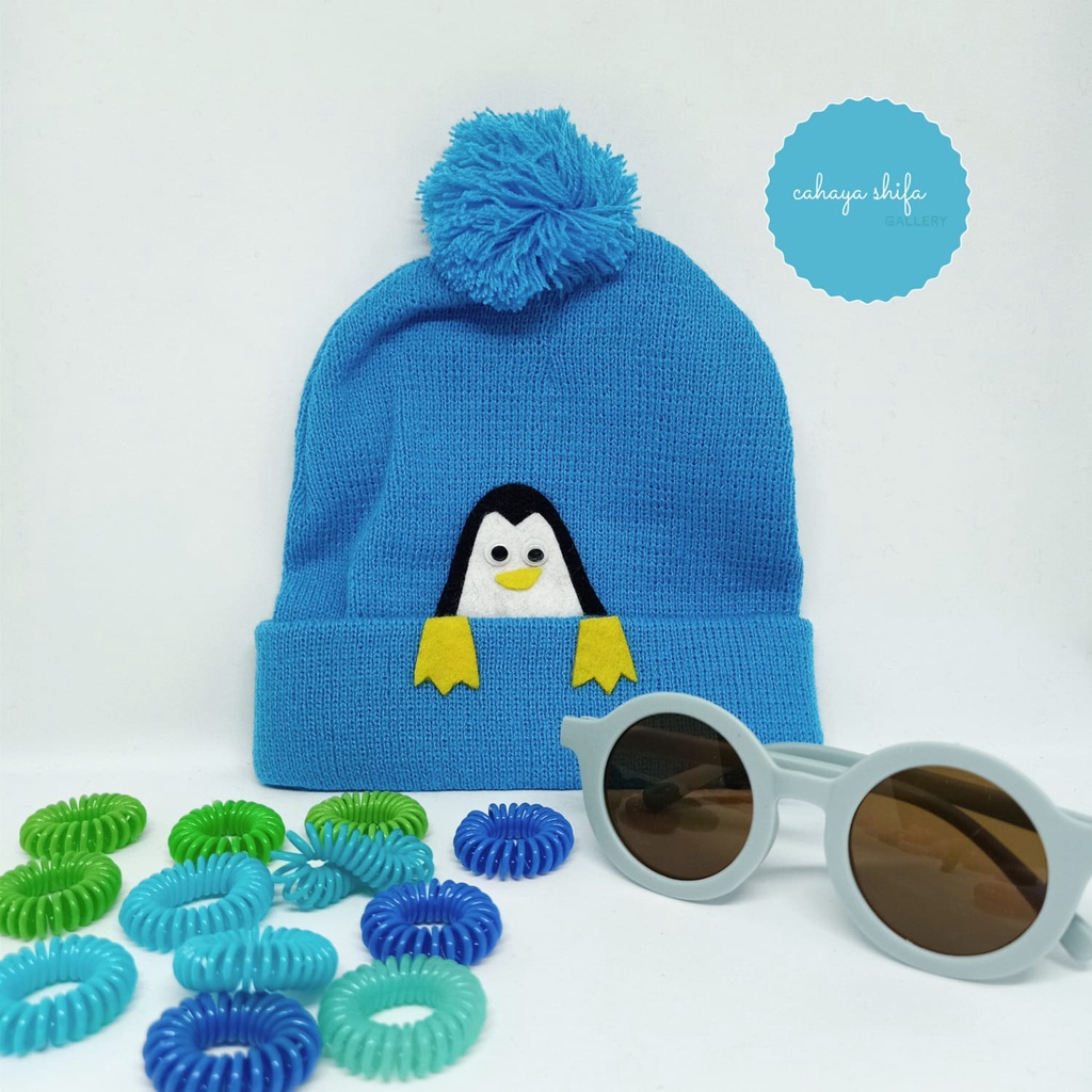Jual KUPLUK ANAK BAYI MOTIF PENGUIN / KUPLUK TOPI BEANIE HAT MOTIF ...