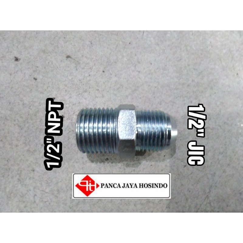 Jual double nepel 1/2 inch npt x 1/2 inch jic double nipple hydraulic setengah inci | Shopee ...