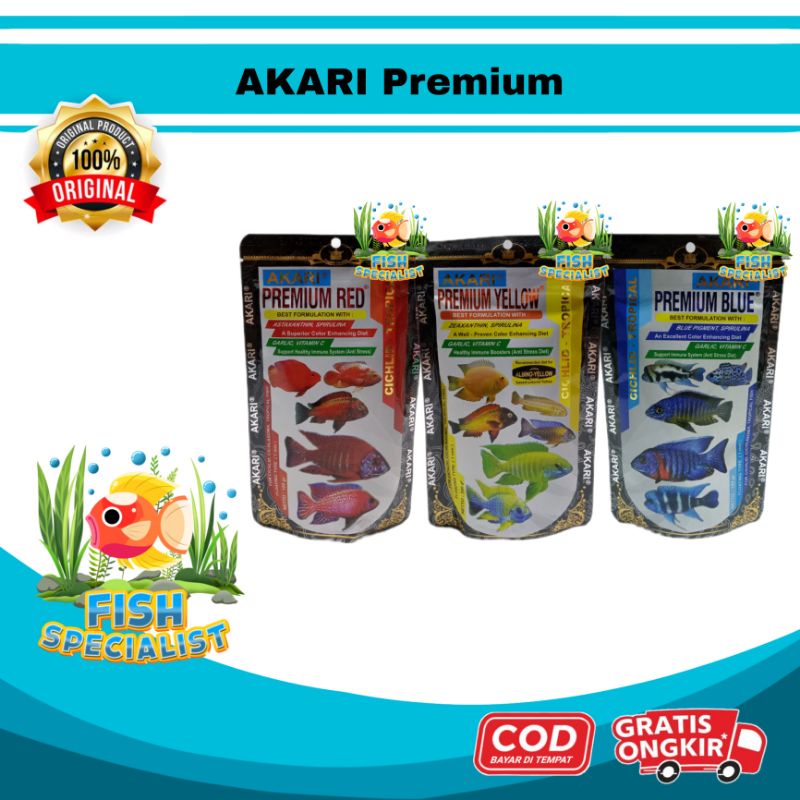 Jual Pelet Akari Premium Red Blue Yellow Maxi CICHLID LOUHAN 20gram ...