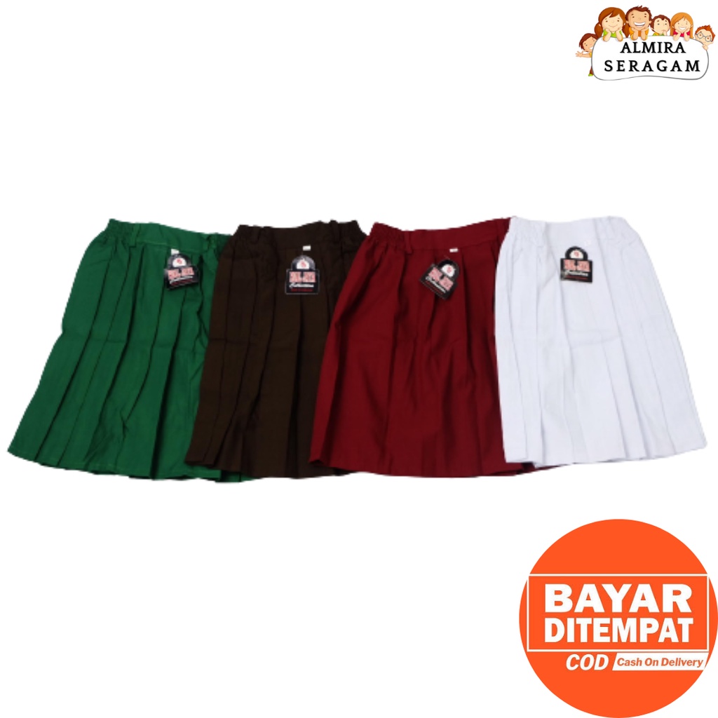 Jual ROK PENDEK Sekolah SD Rok Rempel Perempuan Seragam Sekolah SD MI Warna MERAH PUTIH COKLAT ...