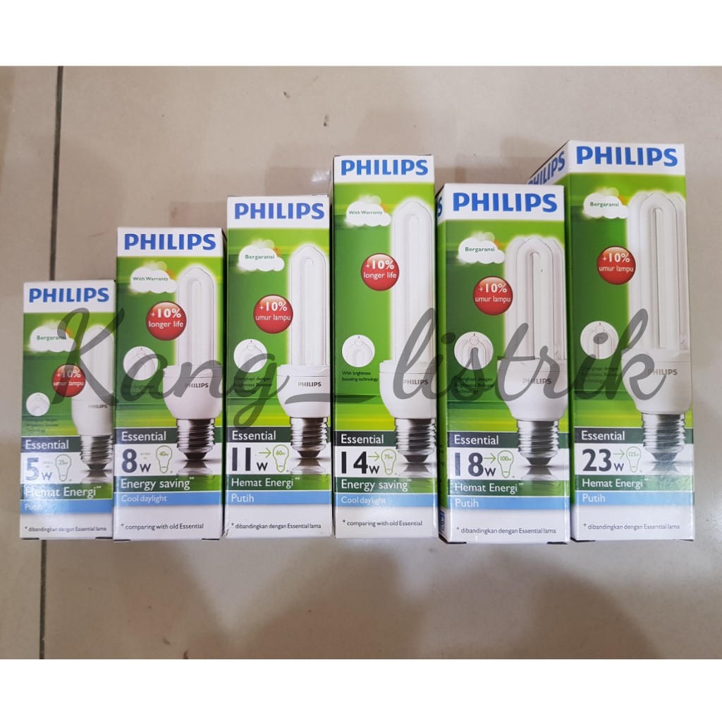 Jual Philips Essential 5w, 8w, 11w, 14w, 18w, 23w PUTIH | Shopee Indonesia
