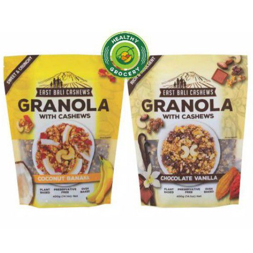 Jual East Bali / YAVA Cashews Granola 400gr Chocolate Vanila / Coconut ...