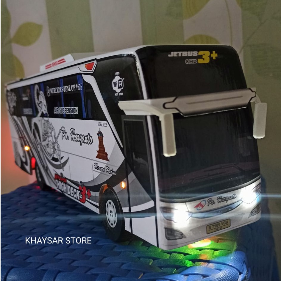 Jual Miniatur bus bis shd HARYANTO LIVERY RAMA SINTA PUTIH plus lampu ...