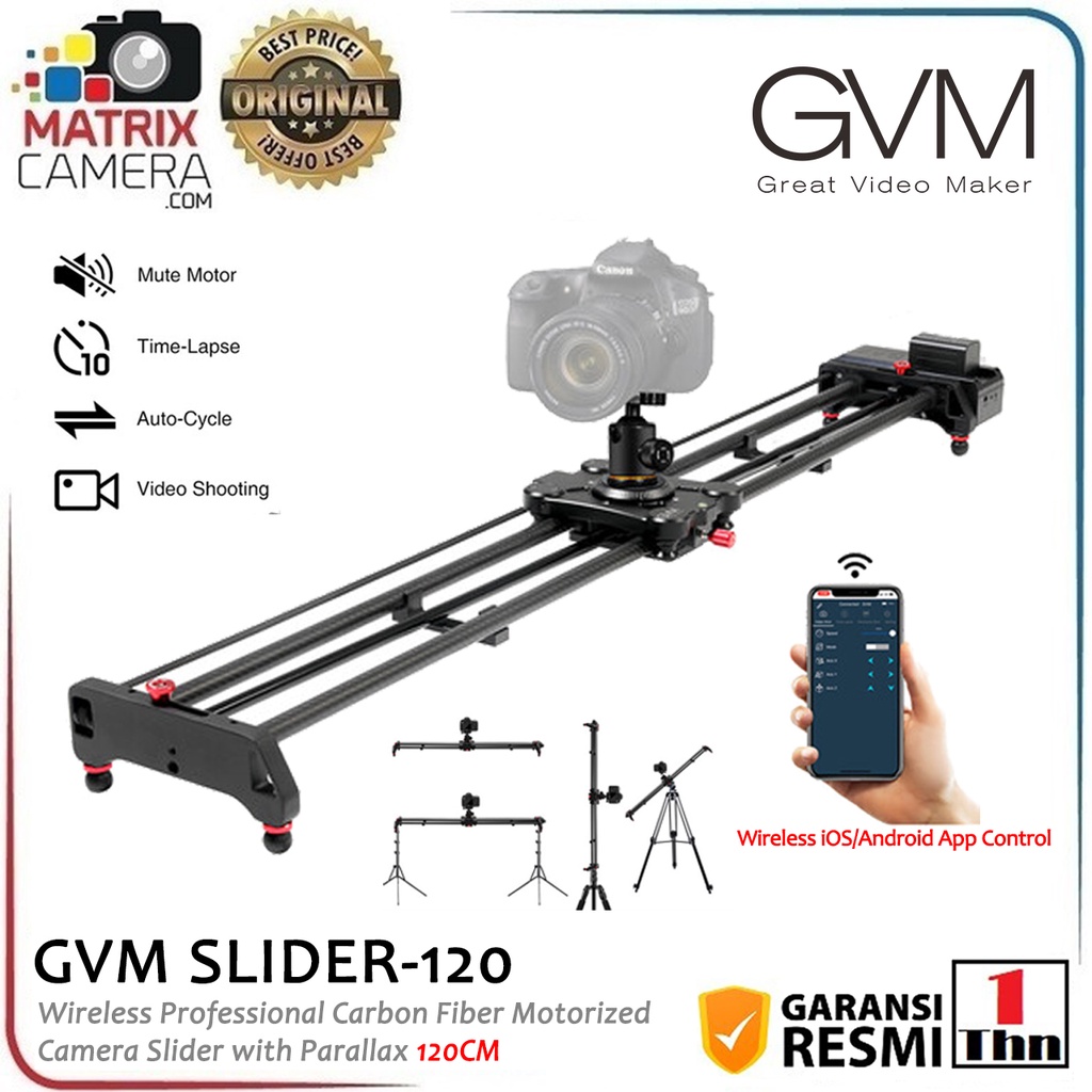 Jual GVM SLIDER-120 Wireless Carbon Fiber Motorized Camera Slider ...