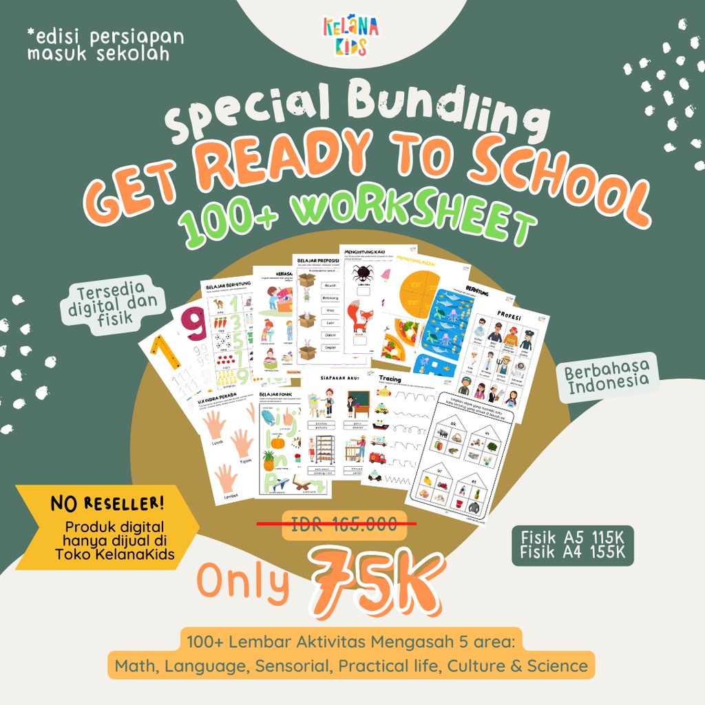 Jual 100+ Printable Worksheet Belajar CALISTUNG Lembar Persiapan Masuk ...