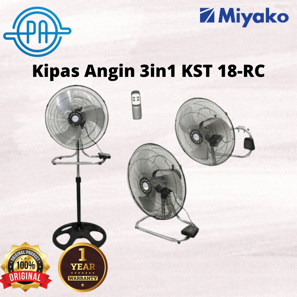 Jual MIYAKO KIPAS ANGIN KST 18 RC 3in1 / KST182PRC PLASTIK - HITAM ...
