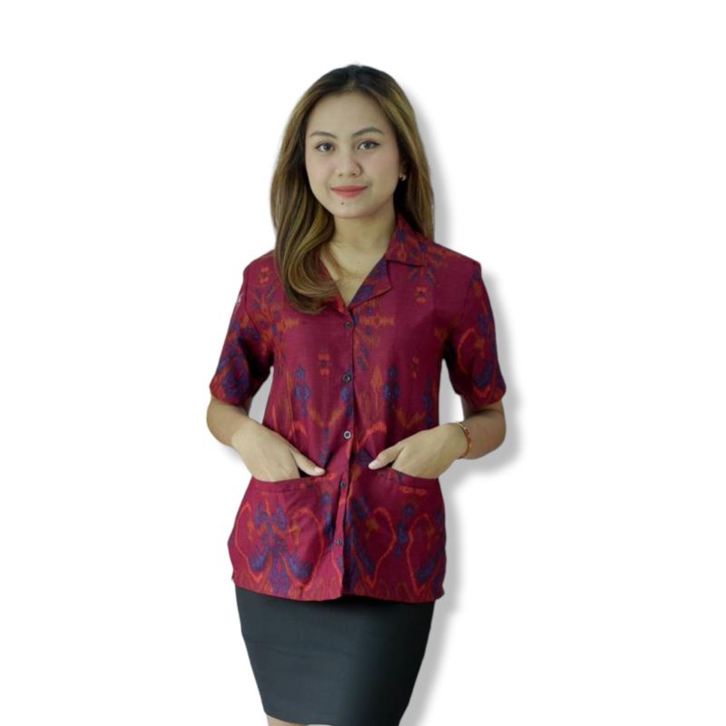 Jual Kemeja Endek Batik Kantor Wanita | Shopee Indonesia
