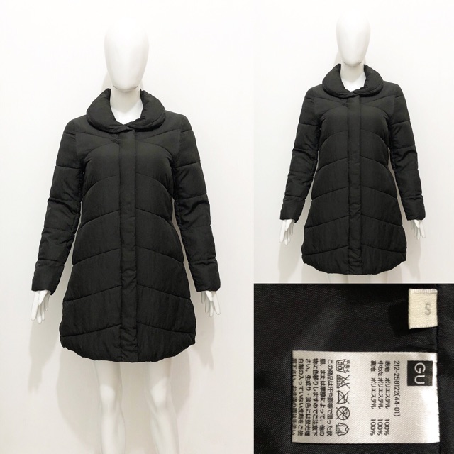 Jual GU by Uniqlo black winter coat / jacket | Shopee Indonesia