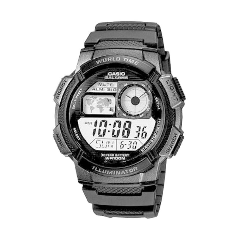 Jual CASIO World Time AE-1000W-1AVDF Jam Tangan Unisex - Black Edition | Shopee Indonesia