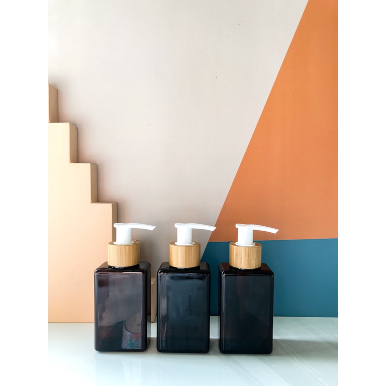 Jual 100ml Botol Plastik Kotak Tutup Pump Wood Bambu Kayu HOME LIVING ...