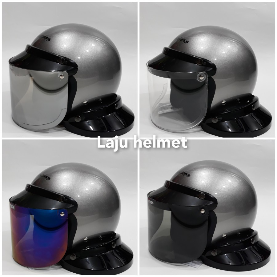Jual HELM CARGLOSS CARGLOS RETRO SILVER KACA FLAT DATAR | Shopee Indonesia