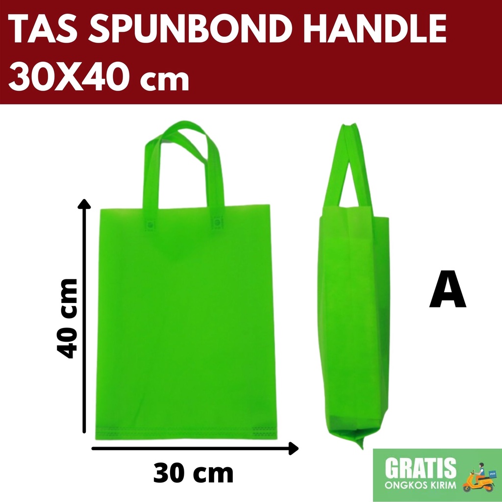 Jual GOODIE BAG TAS SPUNBOND 30x40 cm HIJAU (A/B) Tas Sablon/ Tas ...