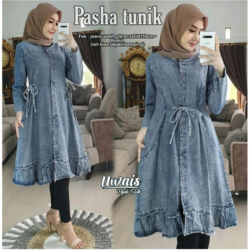 Jual TUNIK JEANS REMPEL LD 110 / BUSUI FRIENDLY / BAHAN TEBAL TIDAK ...