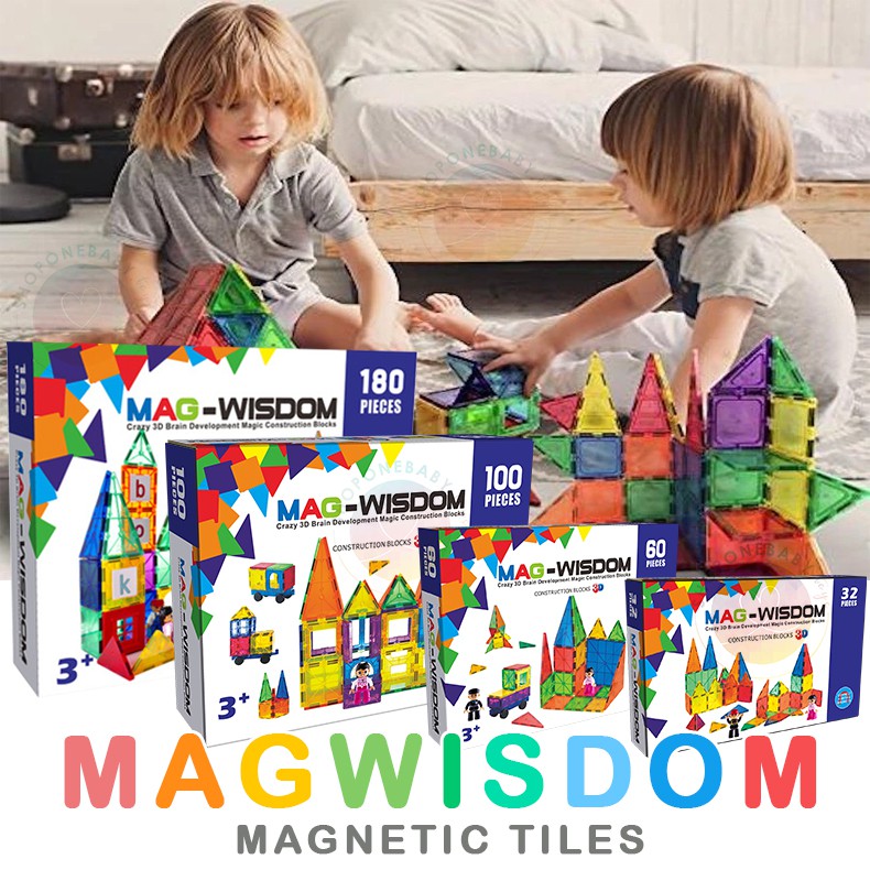 Jual INSTAN Magwisdom Magnetic Tiles Children Kids Toys MAG-WISDOM ...