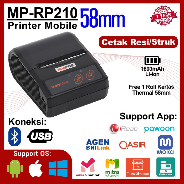 Jual Printer Thermal Bluetooth MiniPOS MP-RP210 | Shopee Indonesia