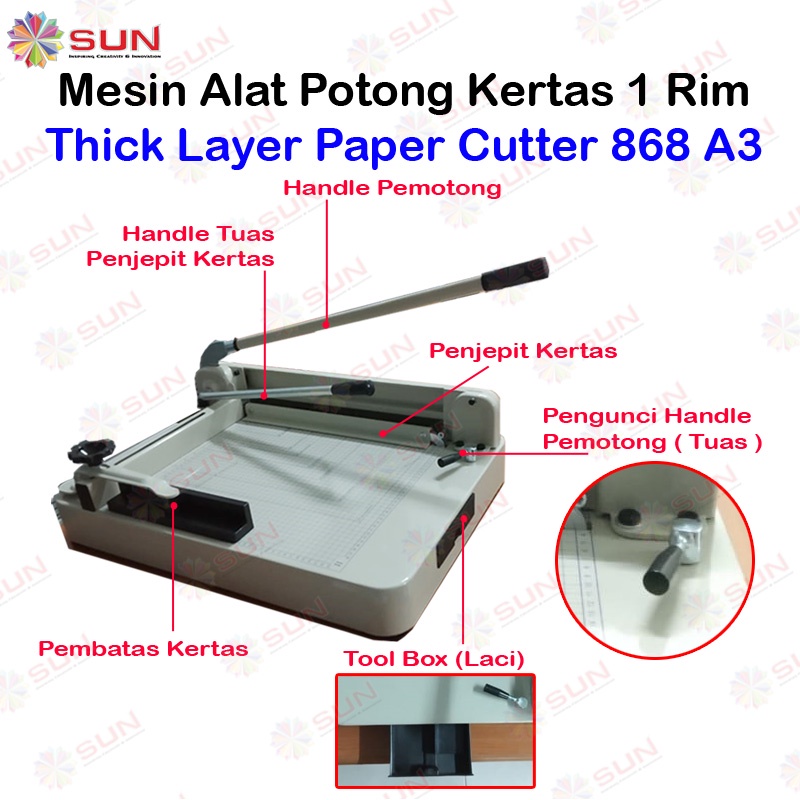 Jual Mesin Thick Layer Paper Cutter A3 868 - Alat Pemotong Kertas 1 rim ...