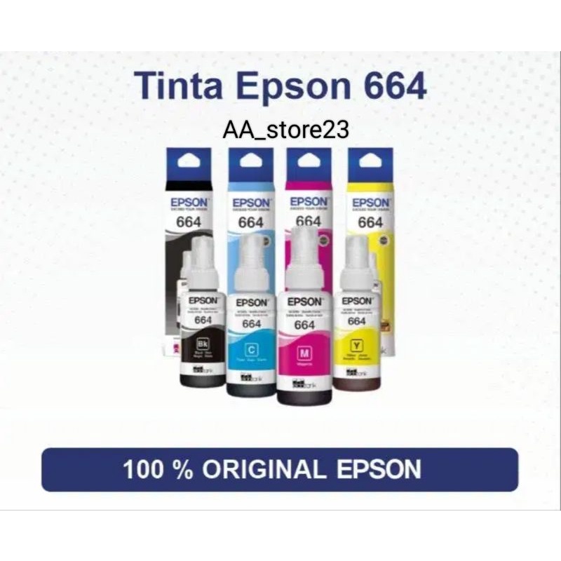 Jual Tinta Epson 664 original 70ml warna cyan / Magenta / Yellow / Black ( printer L100/L110 ...