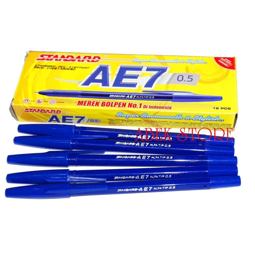 Jual Pulpen Standard AE7 0.5 / AE-7 0.5 mm Tinta BIRU - 1 PACK / 12 pcs | Shopee Indonesia