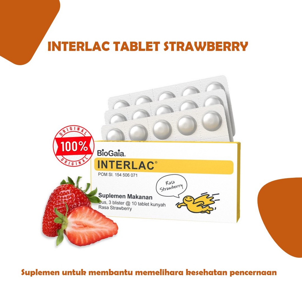 Jual INTERLAC TABLET RASA STRAWBERRY Obat Saluran Pencernan Bayi ...
