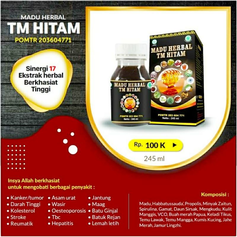 Jual Madu Herbal TM Hitam 17 Obat Kronis, Komplikasi Kanker Tumor Darah ...