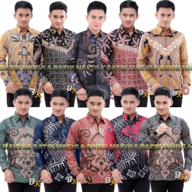 Jual Batik Pria Lengan Panjang Gus Azmi BATIK NAKULA HRB026 motif KERATONAN Kode 002 size M L XL ...