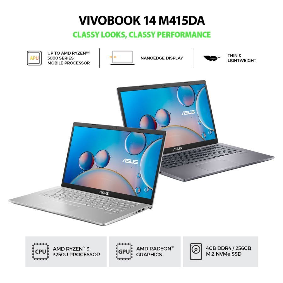 Jual ASUS VIVOBOOK M415DA AMD RYZEN 3-3250U 4GB 256GB SSD 14" IPS W10 ...