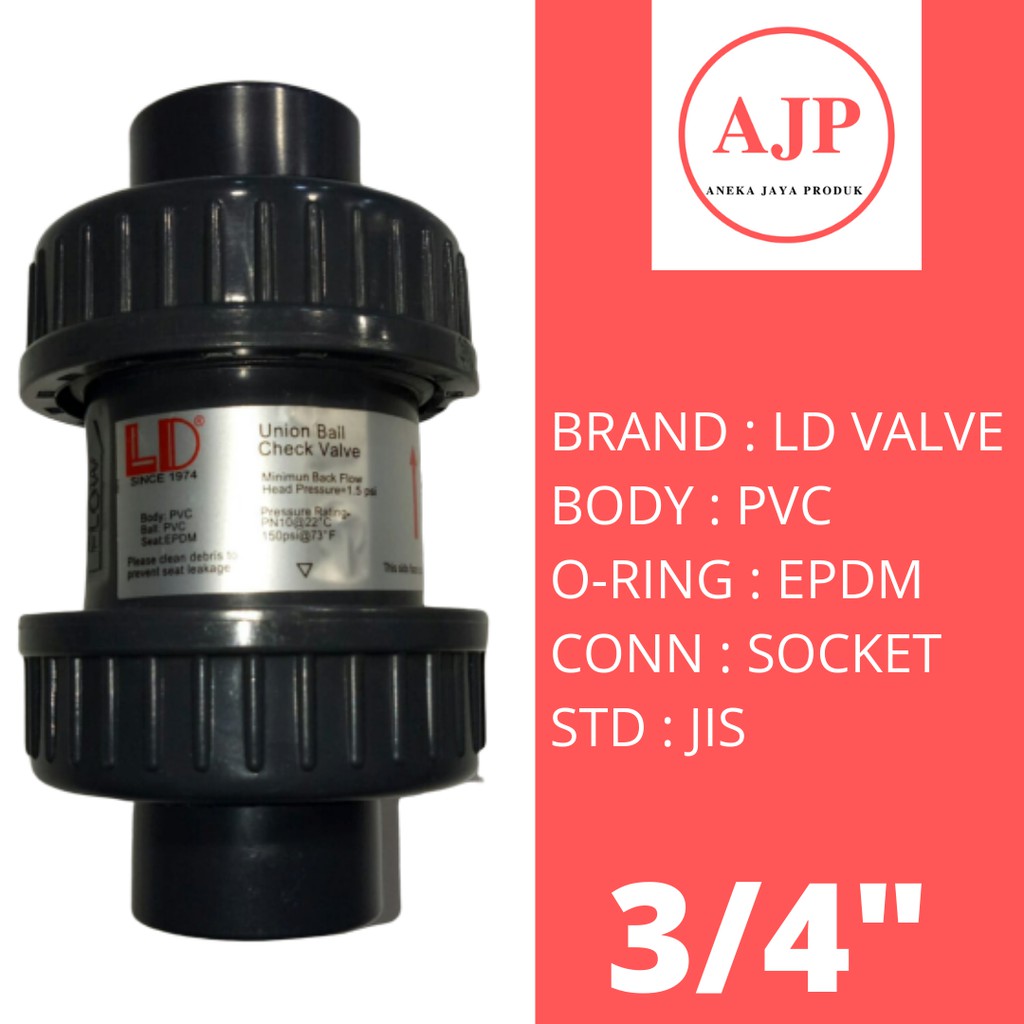 Jual BALL CHECK VALVE PVC - LD VALVE - 3/4 INCI | Shopee Indonesia