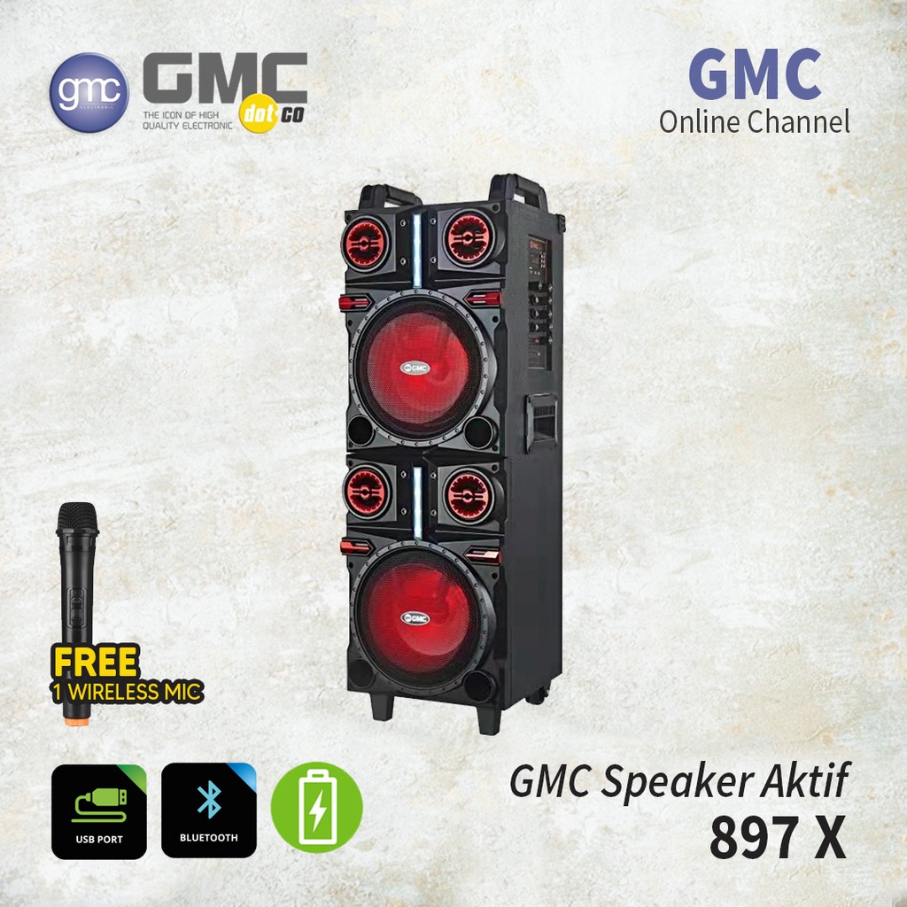 Jual SPEAKER GMC 897X | 1 MIC WIRELESS | Shopee Indonesia