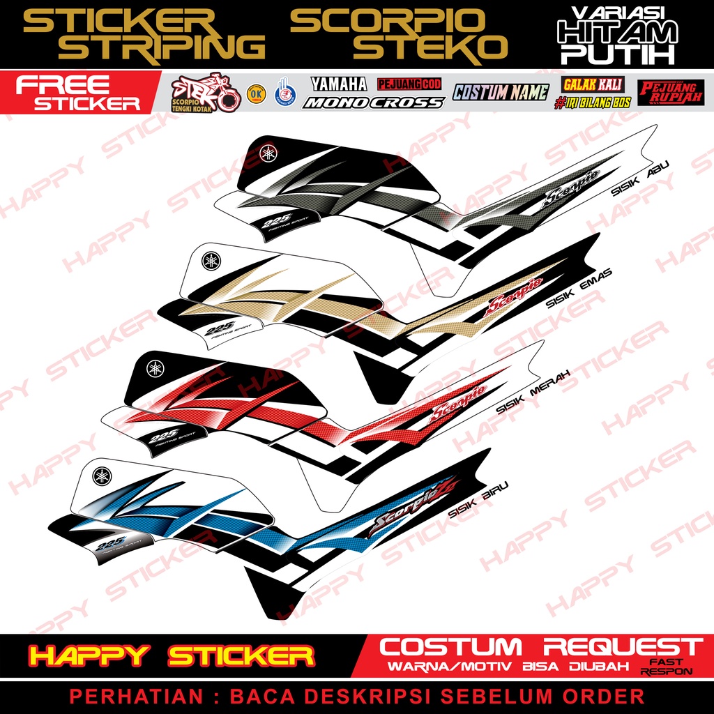 Jual Stiker Striping Scorpio Steko Variasi Hitam Putih | Shopee Indonesia