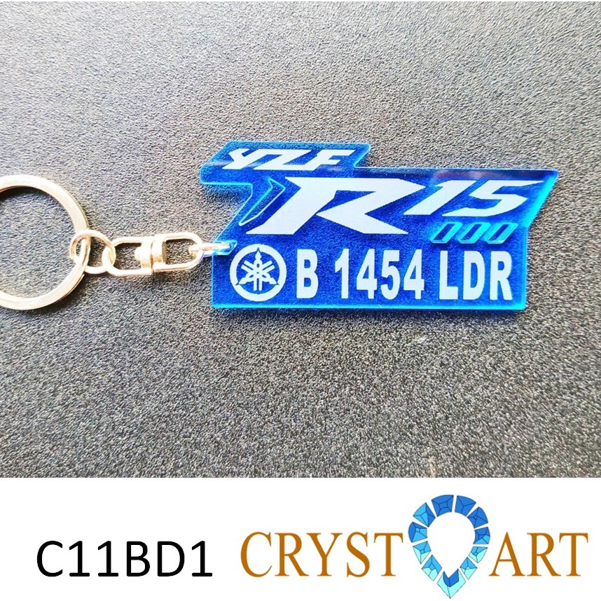 Jual Gantungan kunci Yamaha YZF R15 custom nopol dan bisa pilih warna ...
