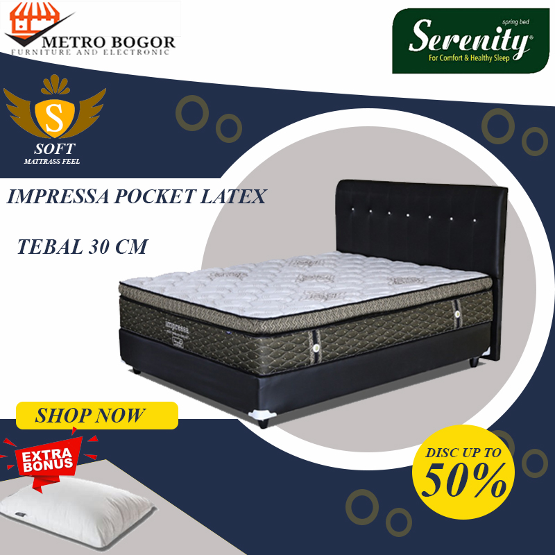 Jual Springbed Serenity Impressa Pocket Latex Full Set Kasur | Shopee ...