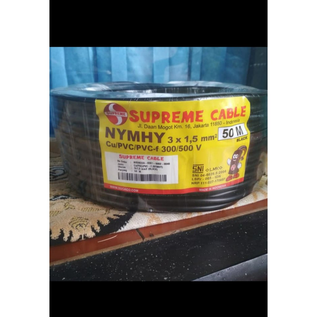 Jual kabel listrik NYYHY NYMHY BLACK 3X1,5 3X1.5 SUPREME kabel serabut hitam 50 meter kabel SNI ...