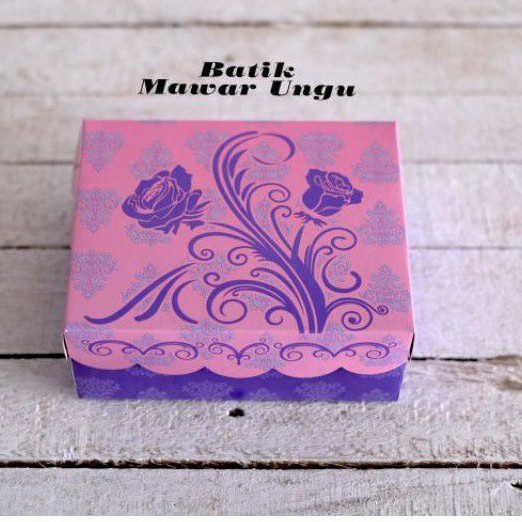 Jual box snack/Dus kue/kotak roti uk 15,5 x12 motif Batik Tulip Ungu ...