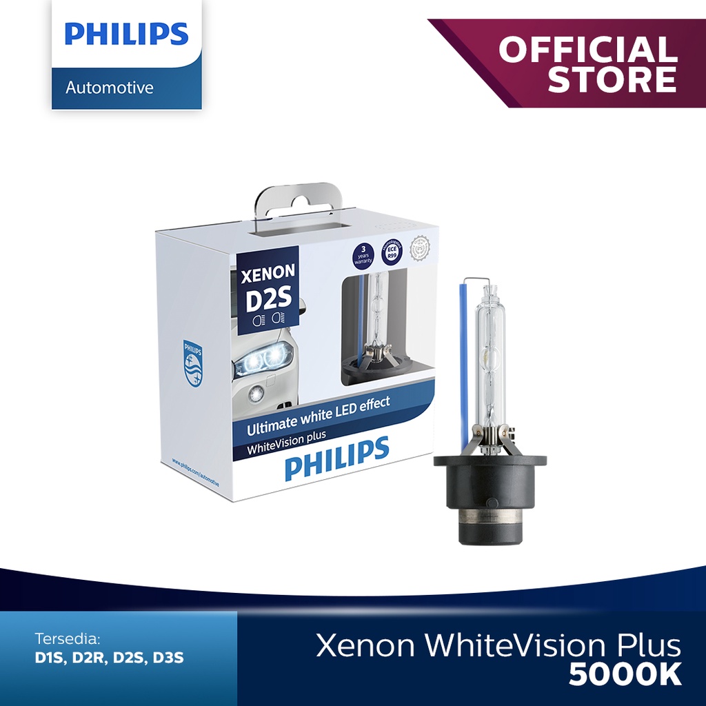 Jual Philips WhiteVision Plus Xenon HID D2S 5000K Gen2 - 85122WHV2X2 | Shopee Indonesia