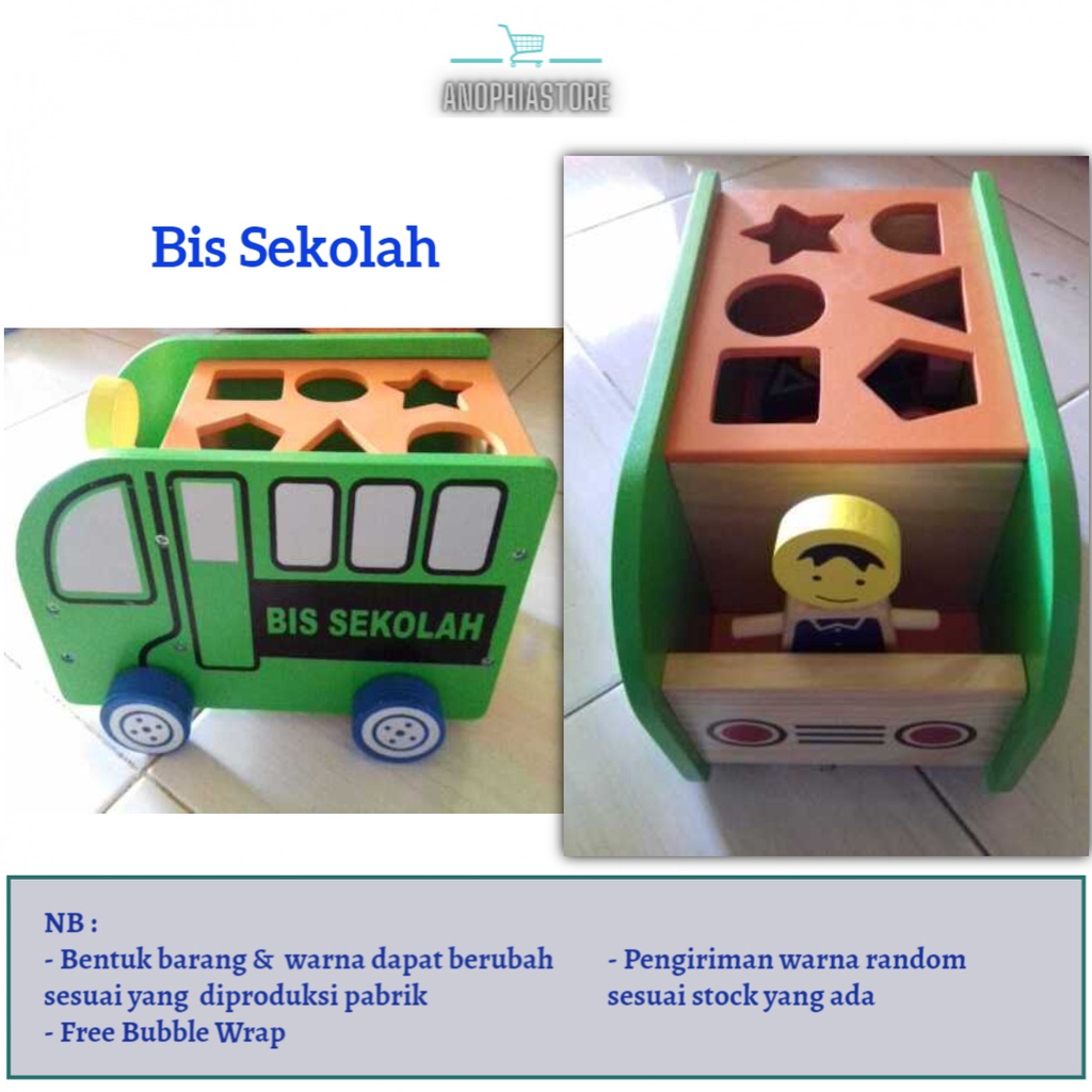 Jual Mainan Kayu Bus Sekolah Bis Geometri | Shopee Indonesia